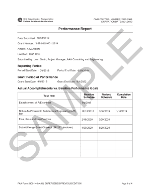 Fillable Online FAA Form 5100-140, Performance Report form Fax Email Print - pdfFiller