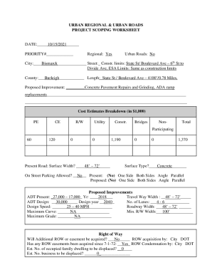 Fillable Online PROJECT SCOPING WORKSHEET Fax Email Print - pdfFiller