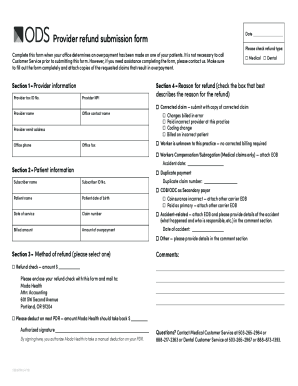 Fillable Online Provider refund submission. Provider refund submission ...