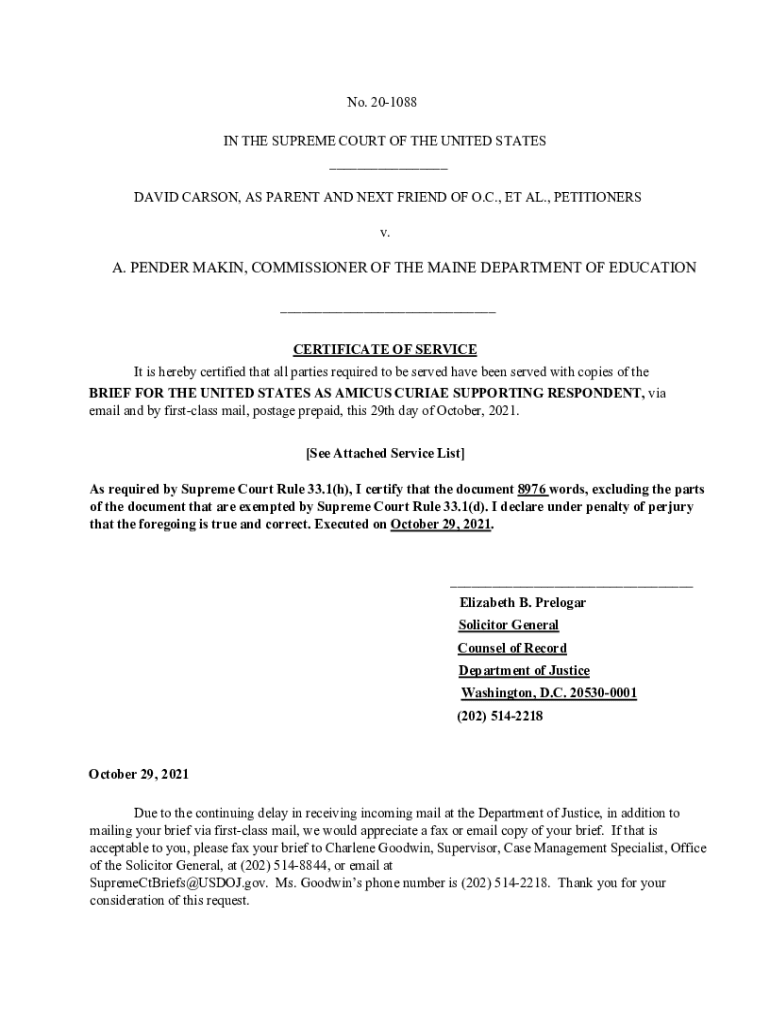 Fillable Online Docket for 20-1088 - Supreme Court of the United States ...