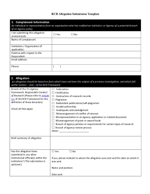 Fillable Online Fillable Online RCR Allegation Submission Template Fax ...