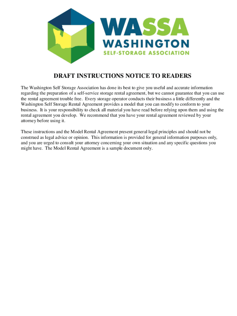 Fillable Online DRAFT INSTRUCTIONS NOTICE TO READERS - WA-SSA Fax Email ...