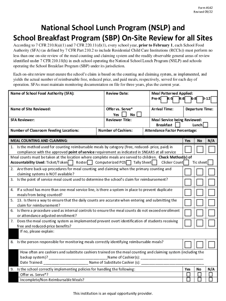 Fillable Online National School Lunch Program (NSLP) and School ...