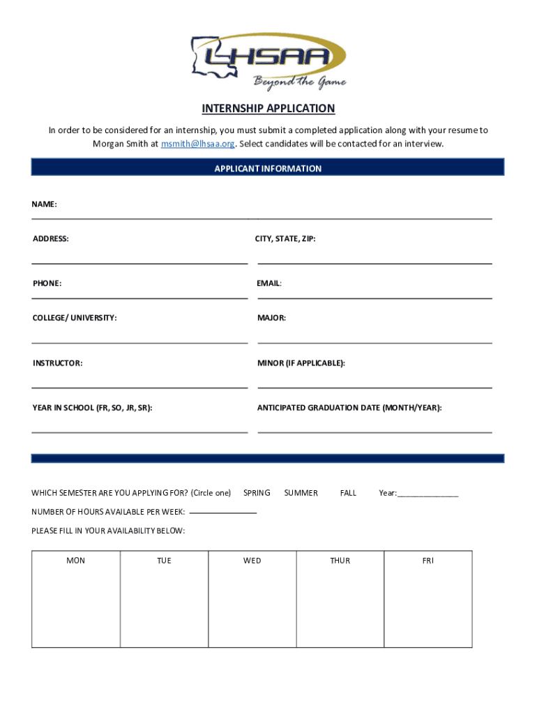 Fillable Online INTERNSHIP APPLICATION FORM - imgix Fax Email Print ...