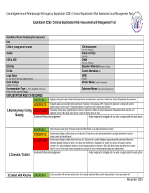 Child Sexual Exploitation (CSE) Risk Management Tool Doc Template ...