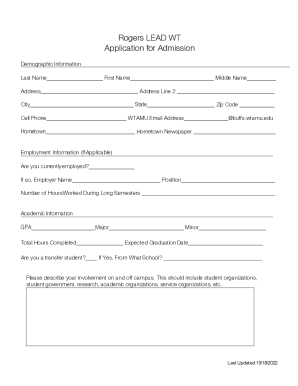 Fillable Online Fillable Online Rogers LEAD WT Application Instructions ...