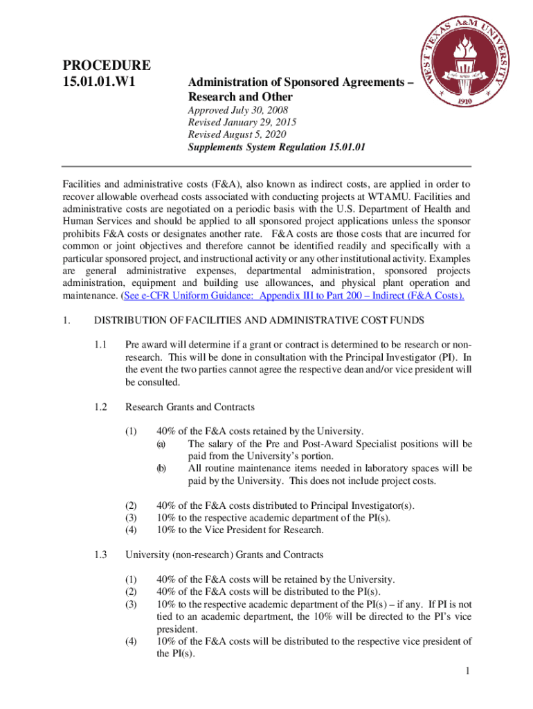 Fillable Online assets.system.tamus.edufilespolicy15.01.01 - Administration of Sponsored ...