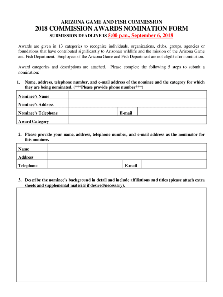 Fillable Online 2018 Commission Awards Nomination Form - Amazon S3 Fax Email Print - pdfFiller