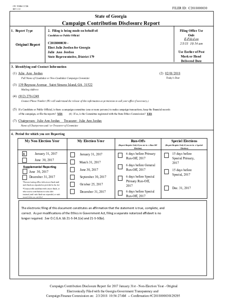 Fillable Online State of Georgia Campaign Contribution Disclosure ...