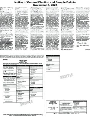 Fillable Online Notice of General Election and Sample Ballots November ...