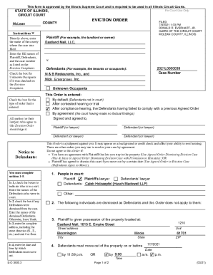 Fillable Online Illinois Standardized Forms - Approved - Eviction Order ...