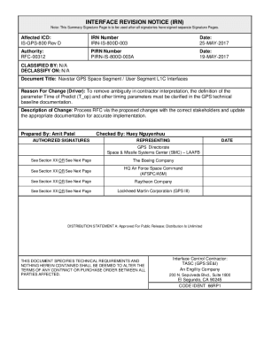 Fillable Online INTERFACE REVISION NOTICE (IRN) - GPS: The REVISION ...