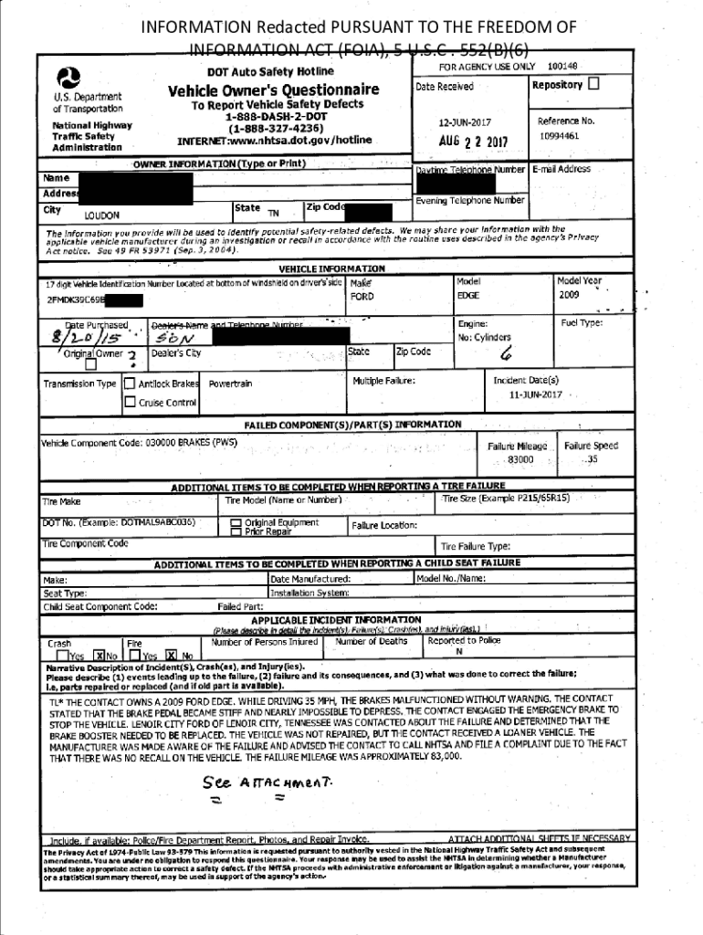 Fillable Online ---....------1 No: Cylinders - NHTSA Fax Email Print - pdfFiller