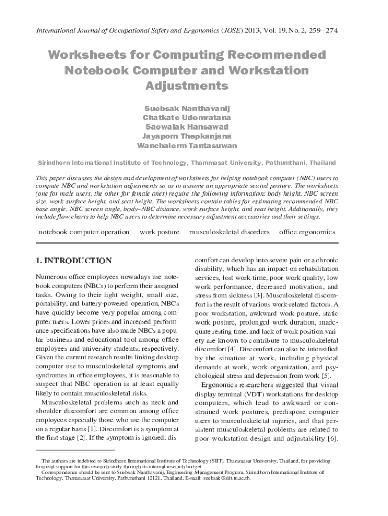 Fillable Online Worksheets for computing recommended notebook computer ...