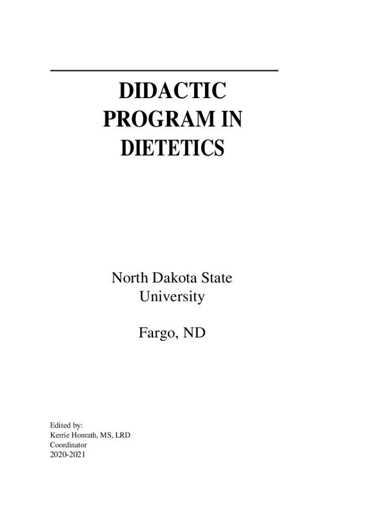 Fillable Online Didactic Program in Dietetics (Graduate Certificate ...