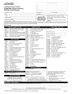 Fillable Online Specimen Collection and HandlingUniversity of Colorado ...