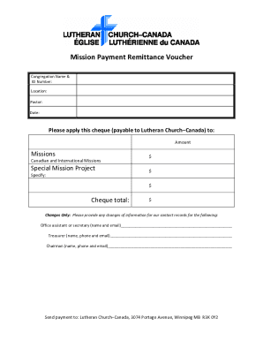 Fillable Online Mission Payment Remittance Voucher - Lutheran ...