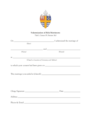 Fillable Online A Form of Solemnization of Matrimony ... - The Church ...