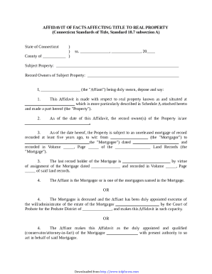 Fillable Online AFFIDAVIT OF FACTS AFFECTING TITLE TO REAL PROPERTY Doc ...