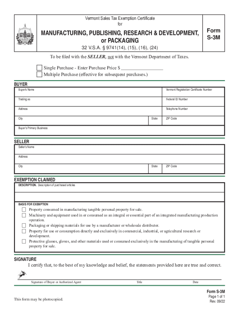 2022-2025 Form VT S-3M Fill Online, Printable, Fillable, Blank - pdfFiller