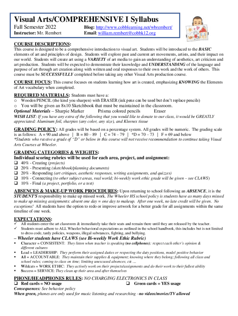 Fillable Online Visual Arts Comprehensive I - Georgia Virtual Learning ...