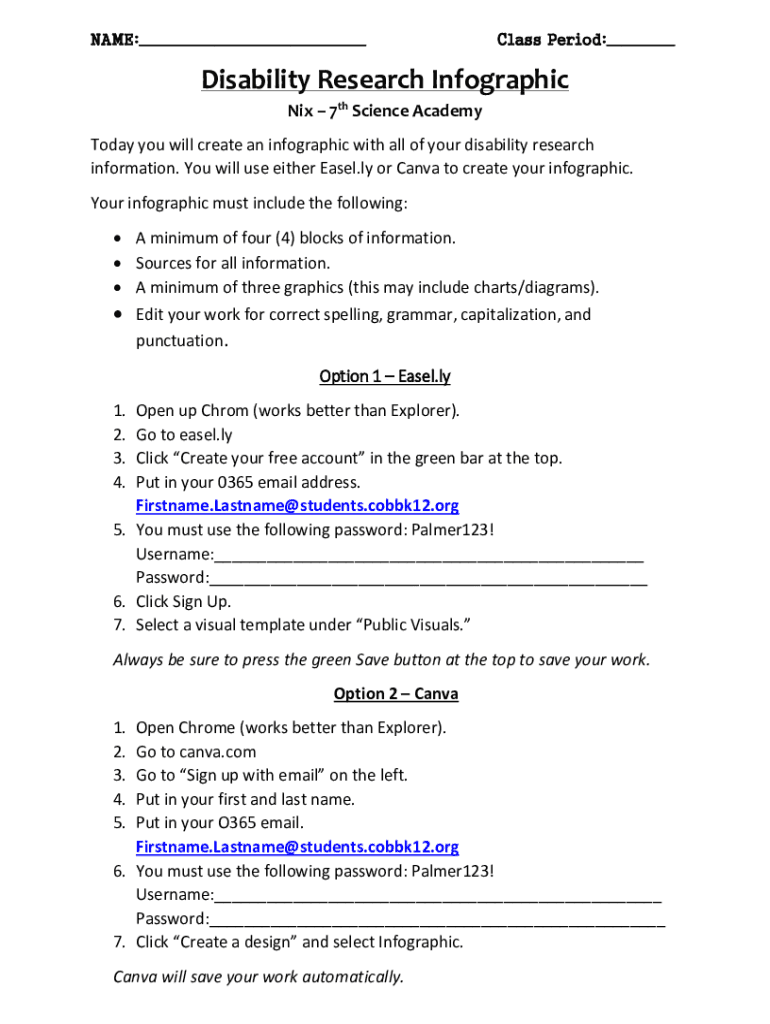 Fillable Online NAME: Class Period: Disability Research Infographic Fax ...