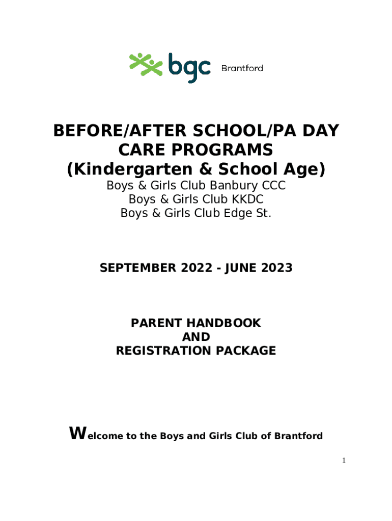 BEFORE/AFTER SCHOOL/PA DAY CARE PROGRAMS (Kindergarten & School Age ...