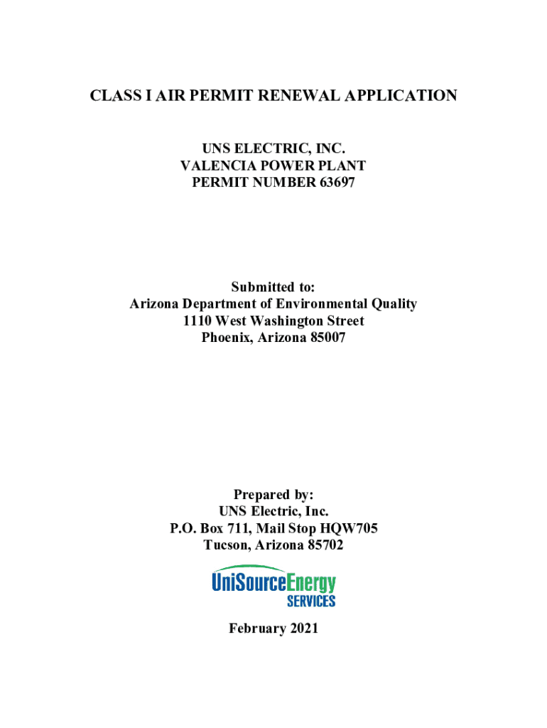 Fillable Online CLASS I AIR PERMIT RENEWAL APPLICATION Fax Email Print ...