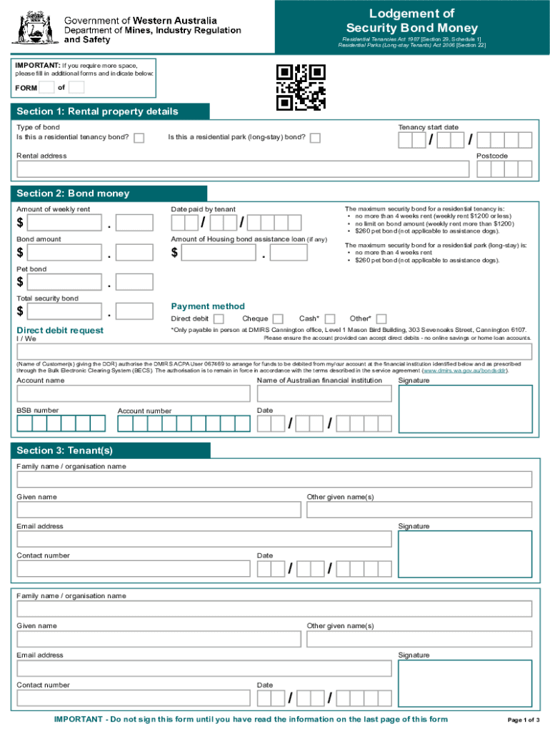 Lodgement security bond money: Fill out & sign online | DocHub