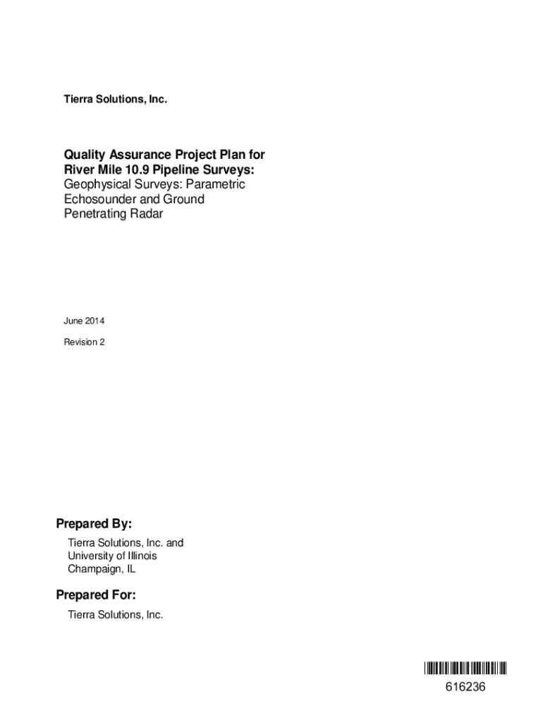 Fillable Online Quality Assurance Project Plan for River Mile 10.9 ...