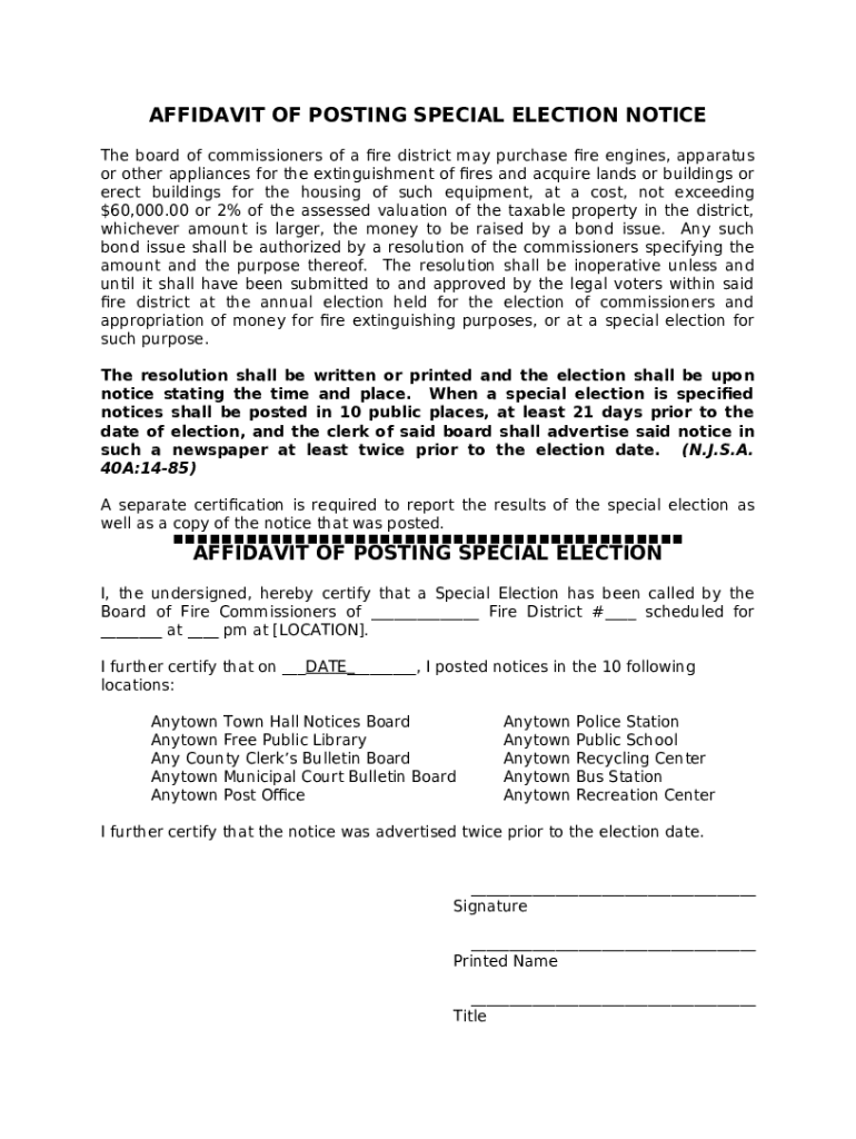 AFFIDAVIT OF TAX BILL MAILING - Government of New Jersey Doc Template | pdfFiller