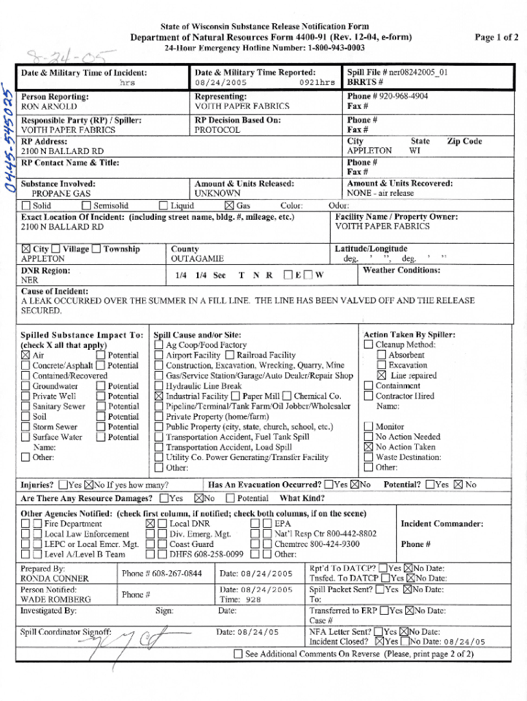 Fillable Online dnr wi Department of Natural Resources 4400-91 (Rev ...