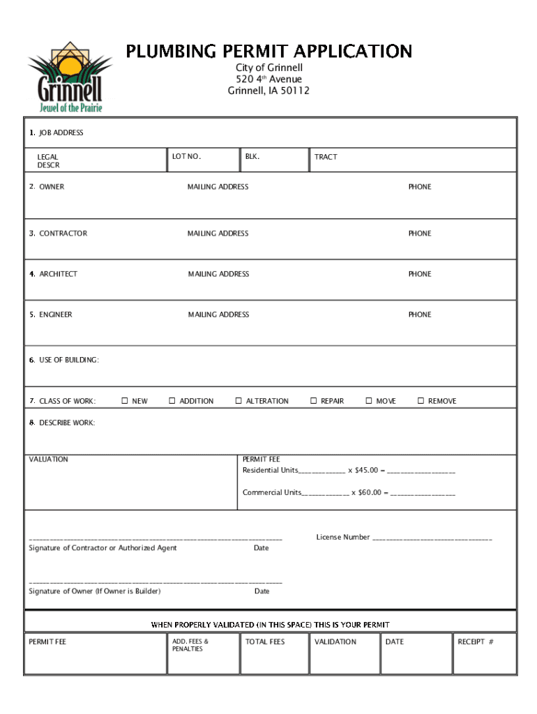 Fillable Online Permits & Information Grinnell, IA - Official Website ...