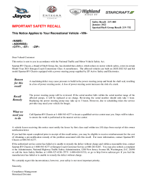 Fillable Online Safety Recall: 21V-885 IMPORTANT SAFETY RECALL Spartan ...