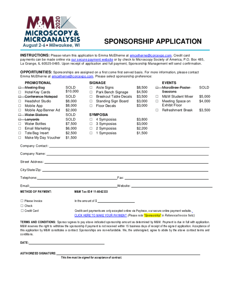 Fillable Online Sponsorship Application - 8+ Examples, Format, PdfExamples Fax Email Print ...