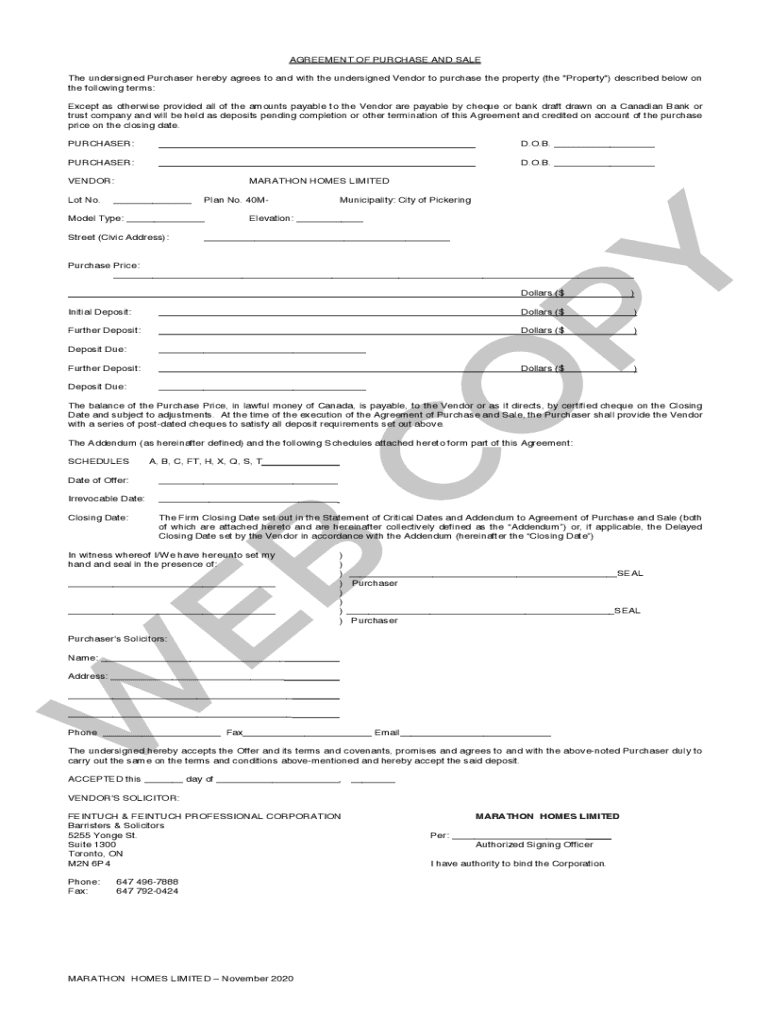 Fillable Online Agreement of Purchase and Sale Sample Clauses - Law InsiderSale and Purchase ...