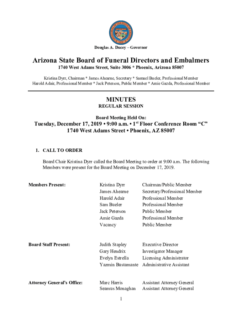 Fillable Online Arizona moves to end Board of Funeral Directors and ...