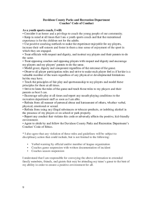 Fillable Online Davidson County Parks and Recreation Department Coaches ...