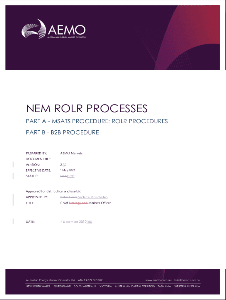 Fillable Online Fillable Online NEM RoLR Processes Part A and Part B v1 ...