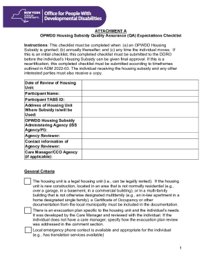 Fillable Online opwdd ny Attachment B OPWDD Housing Subsidy ...