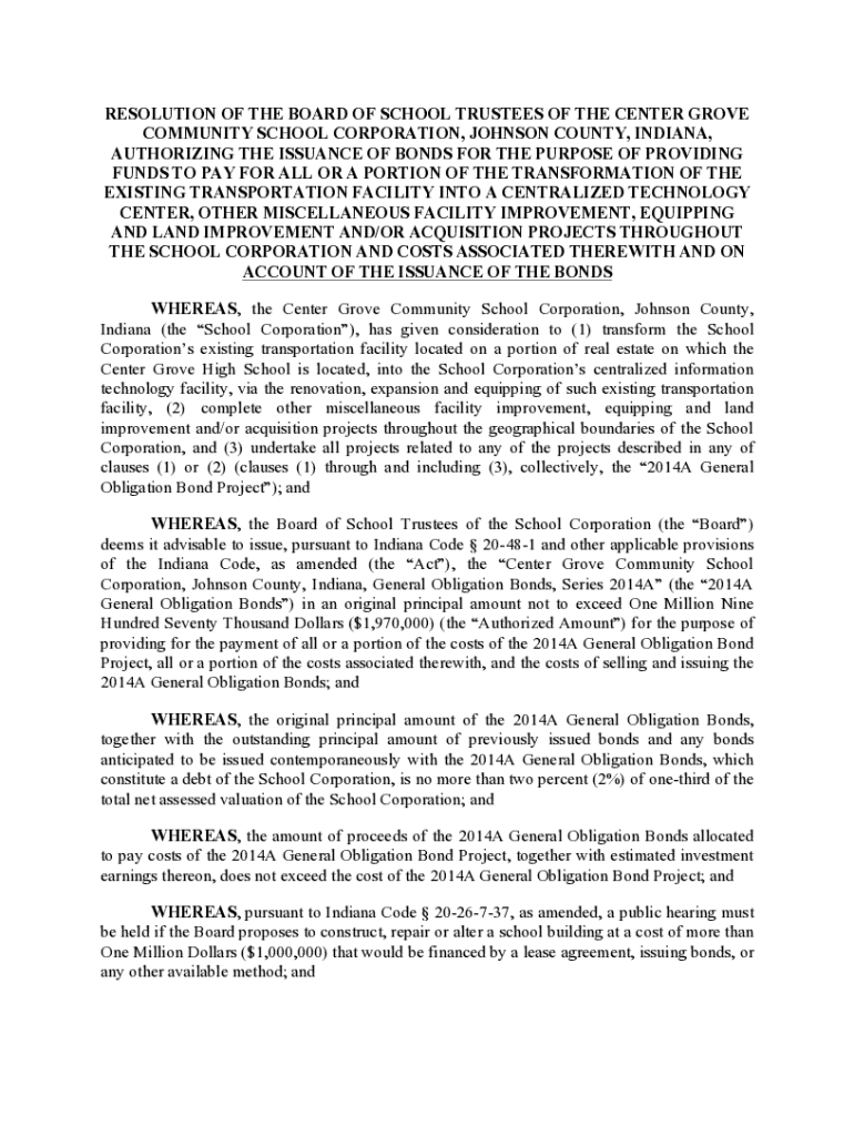 Fillable Online Fillable Online RESOLUTION OF THE BOARD OF SCHOOL ...