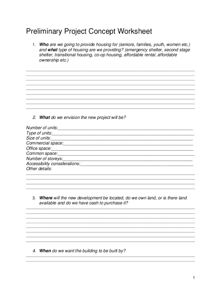 Fillable Online Preliminary Project Concept Worksheet - Homeless Hub ...