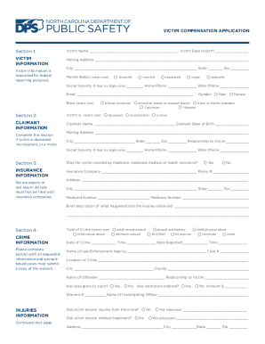 Fillable Online Victim ServicesNC DPS - North Carolina Department of ...