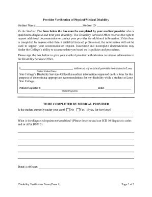Fillable Online Disability Verification Form for Medical Providers Fax ...