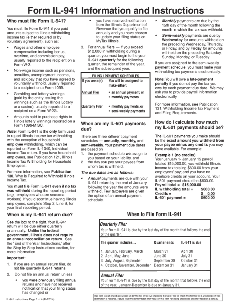 Fillable Online tax illinois Form IL-941 Information and ...