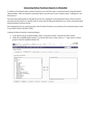 Fillable Online Creating Retina PractiCare Report in Athena.docx Fax ...