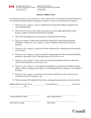 Fillable Online Business affidavit form - ised-isde.canada.ca Fax Email ...