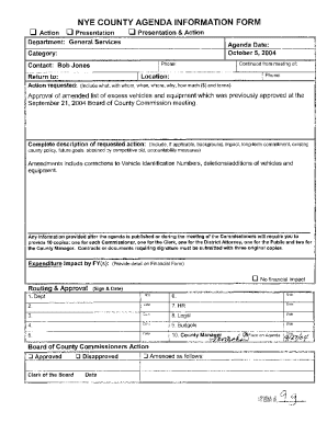 Fillable Online NYE COUNTY AGENDA INFORMATION FORM - PDF Free Download ...