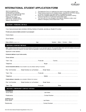 Fillable Online International Student Application Form - Skills ...