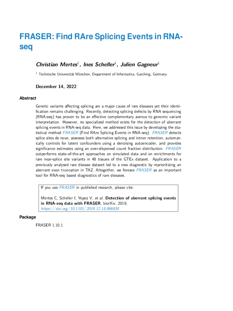 Fillable Online Detection of aberrant splicing events in RNA-seq data using FRASER Fax Email ...
